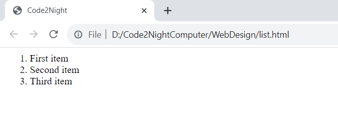 lists in HTML | Code2night.com