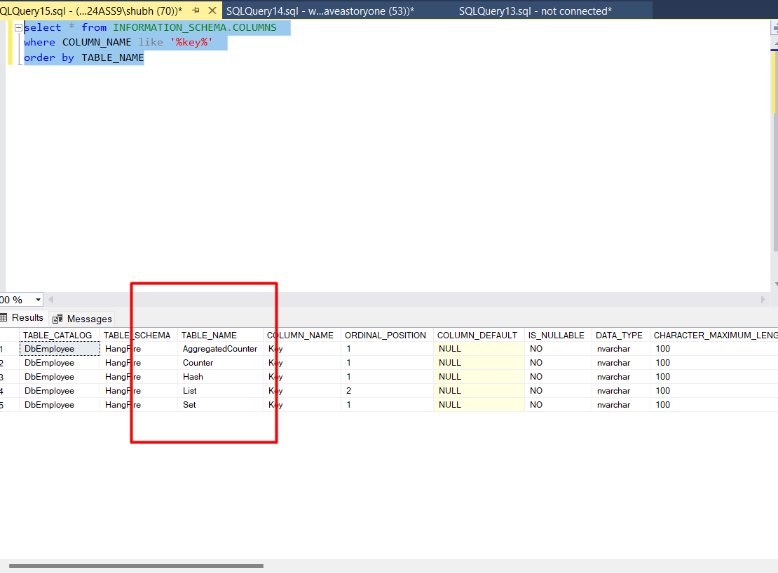 How To Find All Tables By Column Name Code2night